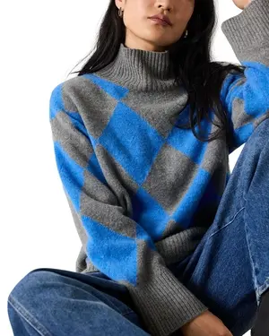 Whistles Wool Argyle Round Neck Sweater