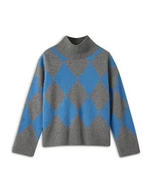 Whistles Wool Argyle Round Neck Sweater