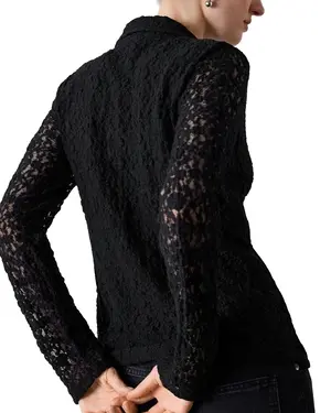 Whistles Lace Jersey Collared Shirt