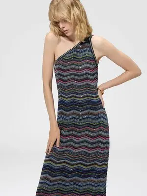 Missoni One-shoulder Long Dress With Sequins