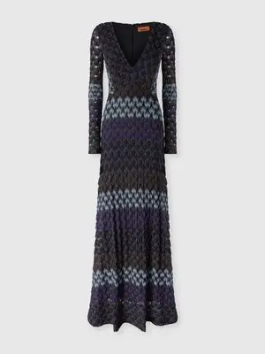 Missoni Long Viscose Lamé Dress With V-neck - Multicoloured