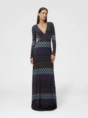Missoni Long Viscose Lamé Dress With V-neck