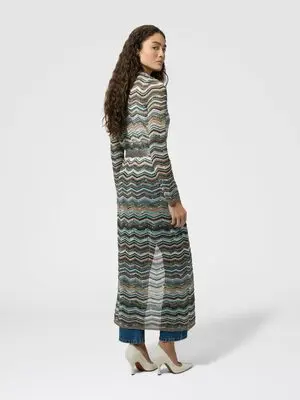 Missoni Long Chevron Viscose-blend Cardigan With Belt