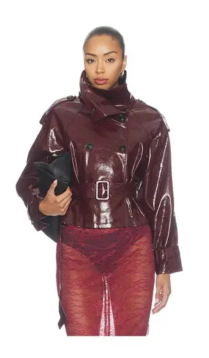 NONCHALANT LABEL Cassidy Jacket In Burgundy - Ruby