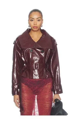 NONCHALANT LABEL Cassidy Jacket In Burgundy