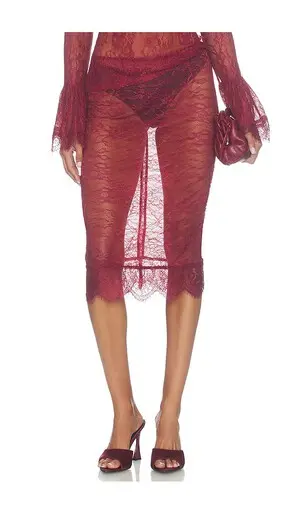NONCHALANT LABEL Stella Midi Skirt In Red - Ruby