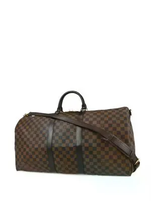 LOUIS VUITTON 55 Keepall Bandouliere Damier Duffle Bag - Brown