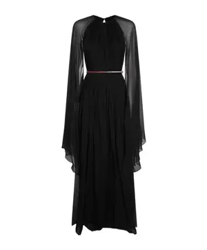 Max Mara Pleated Cape Maxi Dress