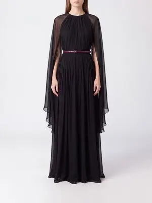 Max Mara Pleated Cape Maxi Dress