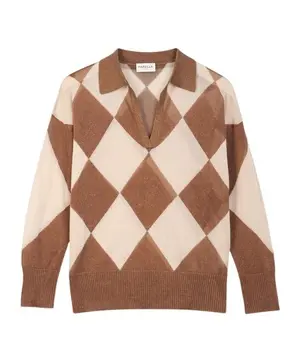 Marella V-neck Plaid Sweater - Multicolor