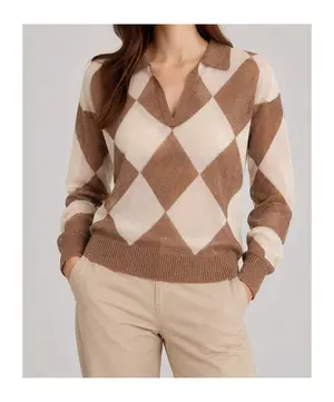 Marella V-neck Plaid Sweater