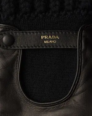 Prada Nappa Leather And Knit Gloves