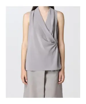 Giorgio Armani Silk Sleeveless Wrap Blouse