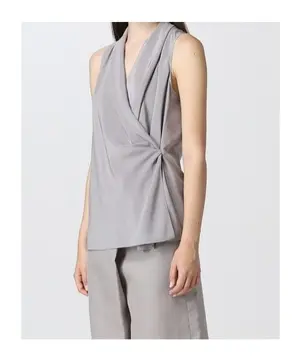 Giorgio Armani Silk Sleeveless Wrap Blouse