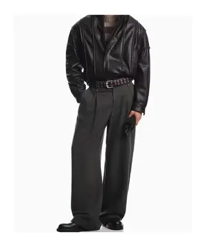Emporio Armani Tailored Trousers In Wool Blend With Herringbone Pattern