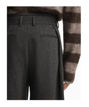 Emporio Armani Tailored Trousers In Wool Blend With Herringbone Pattern