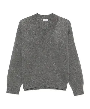 Brunello Cucinelli Long-sleeved Knit Top - Gray