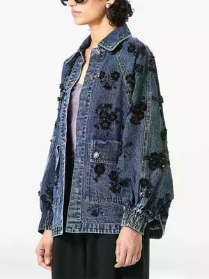 DHRUV KAPOOR Floral-applique Oversized Denim Jacket