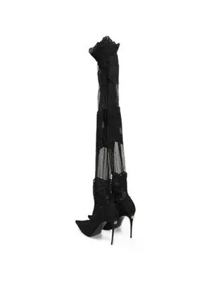 Dolce & Gabbana Lace-panelled Mesh Over-the-knee Boots