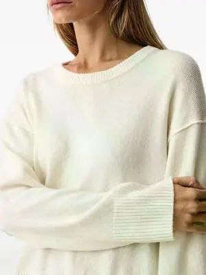 Marc O'polo Crew-neck Ribbed-trim Wool Sweater - Neutrals
