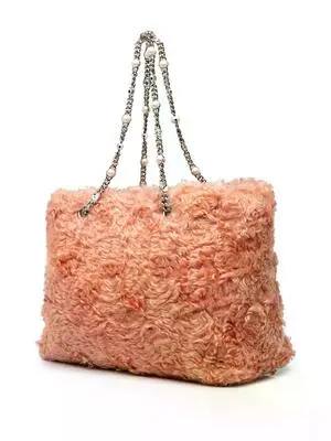 Miu Miu 2010-2026 Eco Shearling Crystal Chain Tote Bag