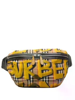 Burberry 2024 Large House Check Canvas Graffiti Sony Belt Bag