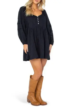 Roxy Moon Tide Eyelet Cotton Minidress Anthracite