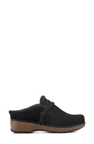 Earth Kattia Leather Clog With Faux Fur Trim - Blk01