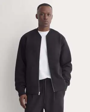 Everlane Luxe Fleece Zip Crew Cardigan - Black