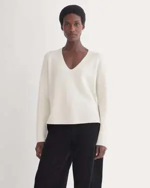 Everlane Bouclé Oversized Deep V-neck Sweater - Bone