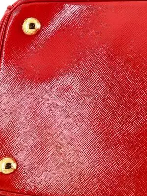 Prada Double Zip Lux Tote Vernice Saffiano Leather Medium Satchel