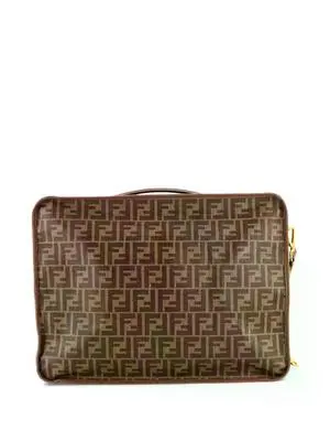 Fendi Zip Around Travel Bag Zucca Coated Canvas Large Satchel