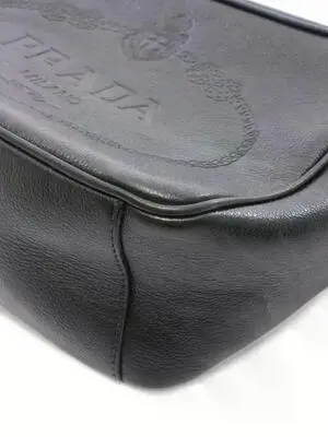 Prada 2010s Logo-embossed Shoulder Bag - Black