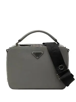 Prada 2013-2026 Medium Saffiano Brique Bag Satchel - Grey