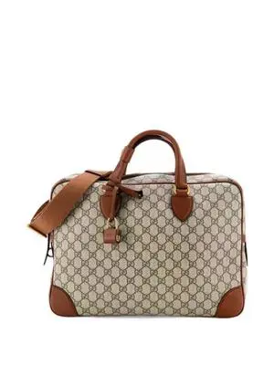 Gucci Emblem Convertible Zip Around Briefcase Gg Coated Canvas Medium Business Bag