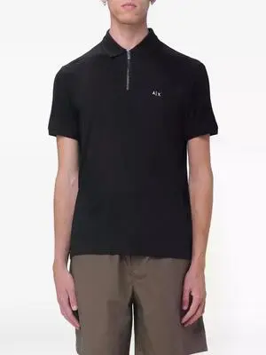 Armani Exchange Polo Shirt In Technical Fabric - Black