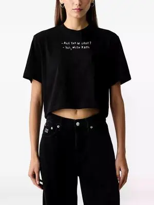 Karl Lagerfeld X Pietro Terzini Slogan-print Cropped T-shirt - Black