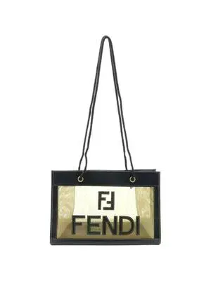 Fendi 2000s Logo Mesh Tote Bag - Black