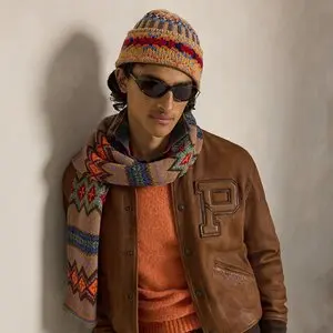 Ralph Lauren Leather Letter Jacket - Saddle