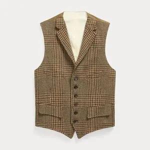 Ralph Lauren Glen Plaid Tweed Vest - Tan/brown