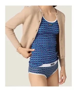 Miu Miu Printed Ribbed Knit Tank Top