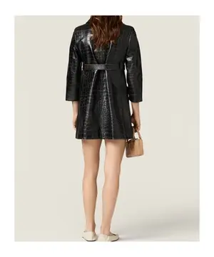 Miu Miu Croco-embossed Leather Coat