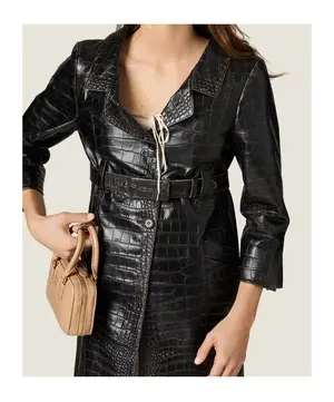 Miu Miu Croco-embossed Leather Coat