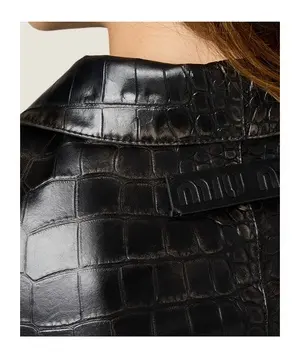 Miu Miu Croco-embossed Leather Coat