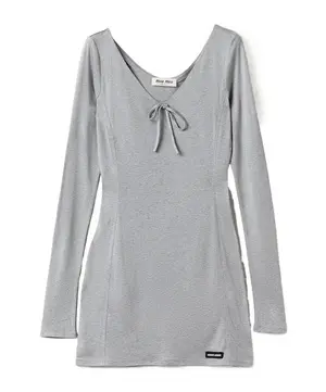 Miu Miu Silk And Jersey Dress - Gray