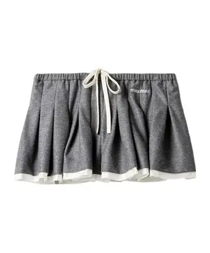 Miu Miu Pleated Flannel Skirt - Gray