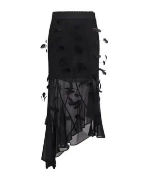 Attico Asymmetrical-hem Midi Skirt - Black