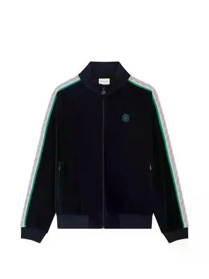 Drole De Monsieur Logo-embroidered Velvet Zip-up Sweatshirt