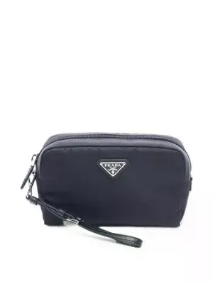 Prada Re-nylon Saffiano Leather Pouch - Black