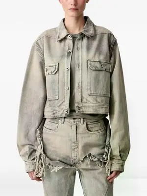 Rick Owens Long-sleeve Cropped Denim Jacket - Grey